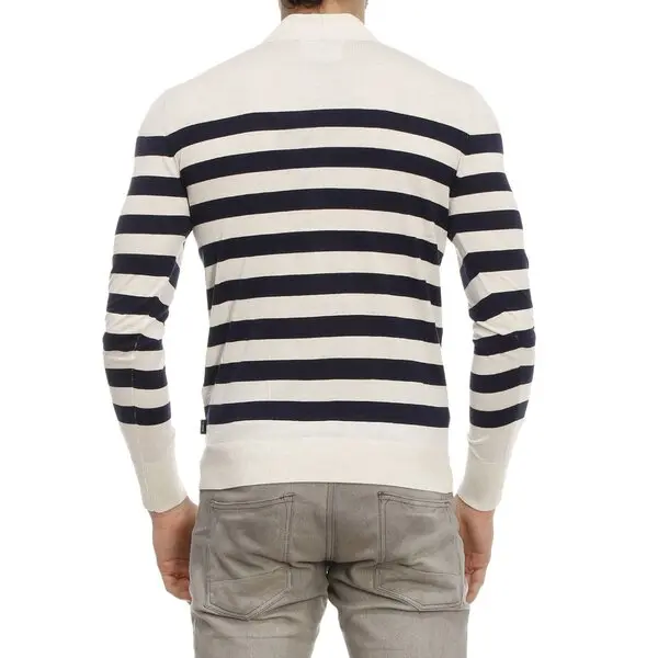 Emporio Armani Striped Knitted Cardigan - White