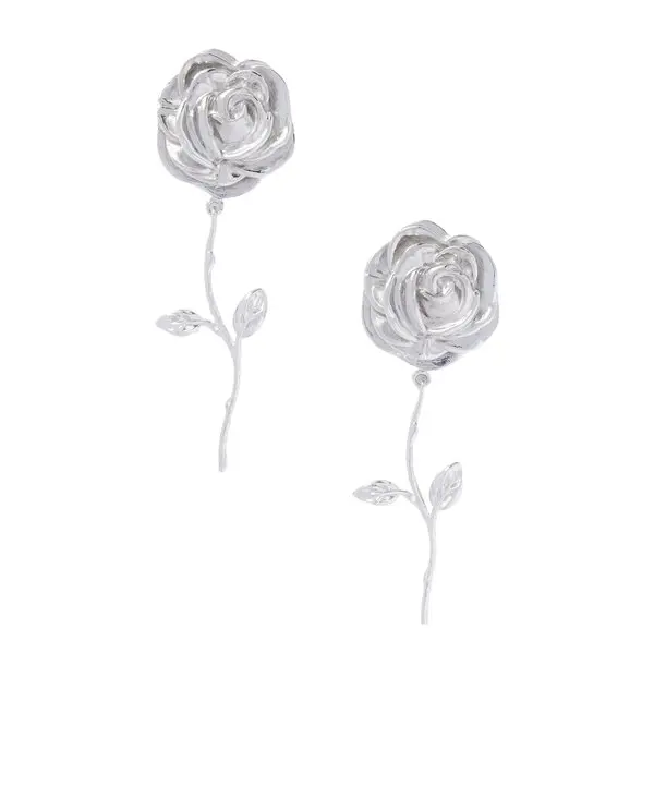 Magda Butrym Rose Stem Earrings - Silver