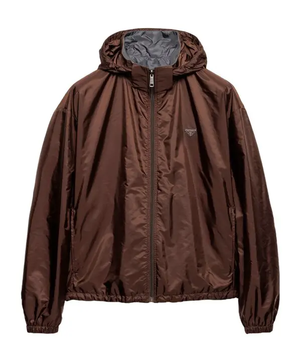 Prada Reversible Zipped Hooded Jacket - Cocoa Brown/iron Gray