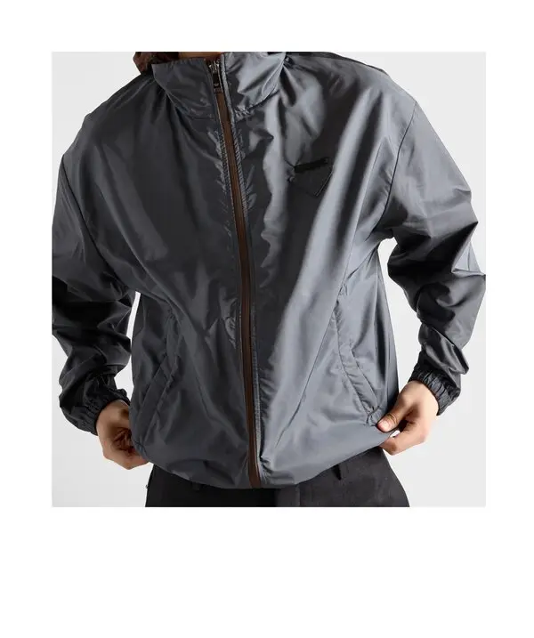 Prada Reversible Zipped Hooded Jacket - Cocoa Brown/iron Gray