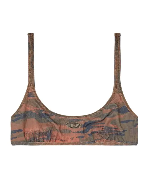 DIESEL® Camouflage Print Bikini Top - Brown