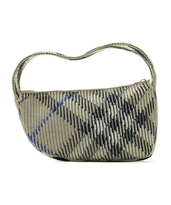 Burberry Checked Zipped Mini Knitted Shoulder Bag - Lichen Color