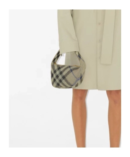 Burberry Checked Zipped Mini Knitted Shoulder Bag - Lichen Color