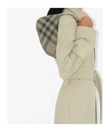 Burberry Checked Zipped Mini Knitted Shoulder Bag - Lichen Color
