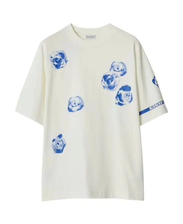 Burberry Floral Printed Crewneck T-shirt - White