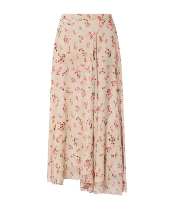 Isabel Marant Étoile Asymmetric Floral Print Midi Skirt - Beige
