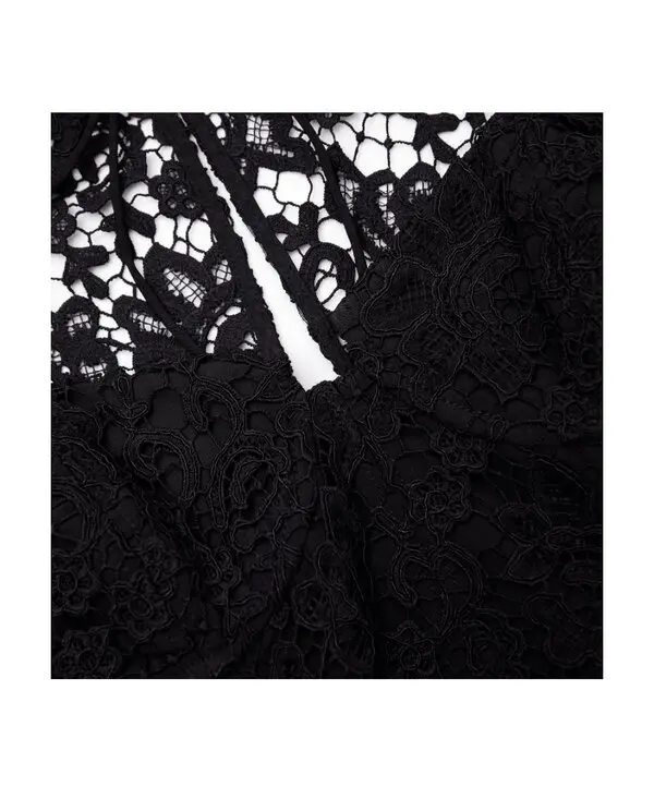 SELF-PORTRAIT Lace Cropped Top With Corset Neckline And Tie Detail