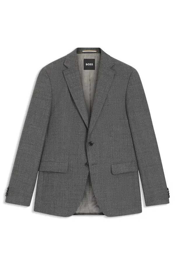 Hugo Boss Micro-patterned Slim-fit Jacket In Virgin Wool