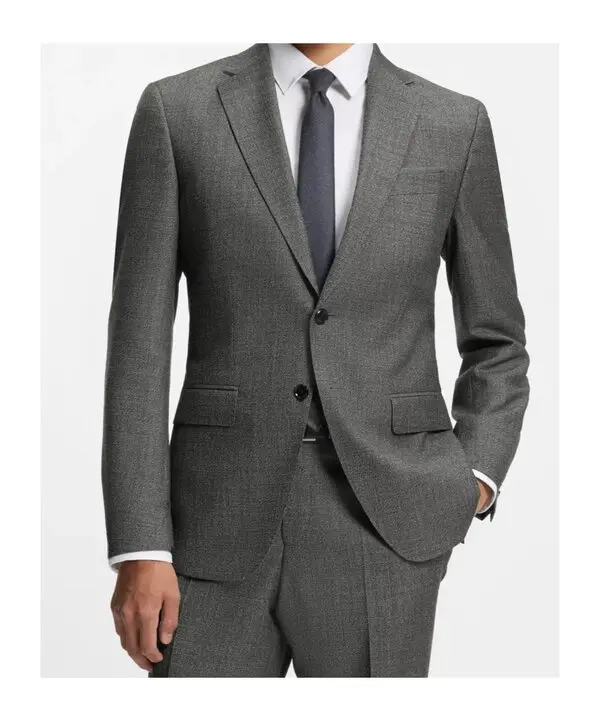 Hugo Boss Micro-patterned Slim-fit Jacket In Virgin Wool