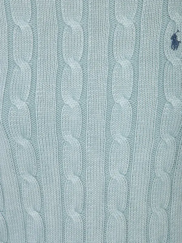 Polo Ralph Lauren Cable Knit Jumper With Embroidered Pony - Light Blue