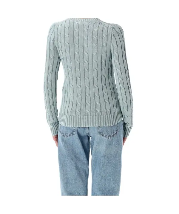 Polo Ralph Lauren Cable Knit Jumper With Embroidered Pony - Light Blue