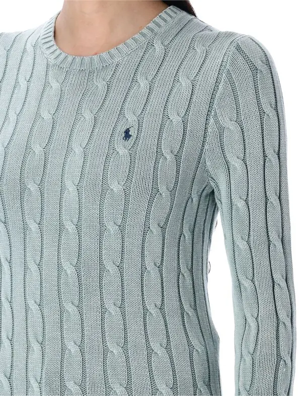 Polo Ralph Lauren Cable Knit Jumper With Embroidered Pony - Light Blue