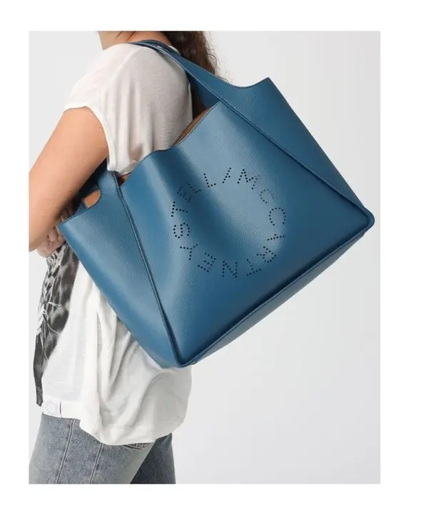 Stella McCartney Logo Perforated Tote Bag - Blue