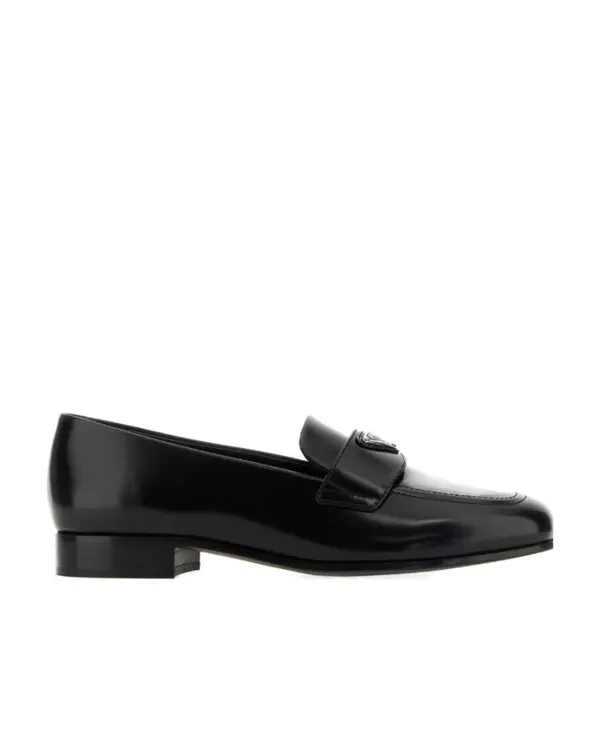 Prada Brushed Leather Loafers - Black