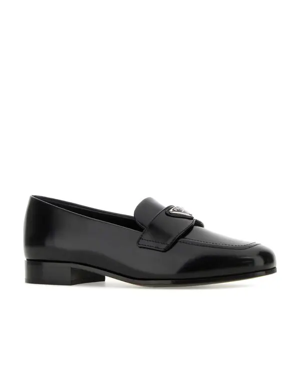 Prada Brushed Leather Loafers - Black