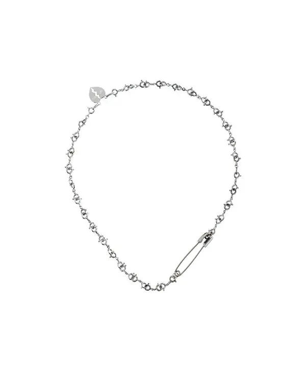 MAGLIANO Broken Heart Necklace With Safety Pin Detail - Silver