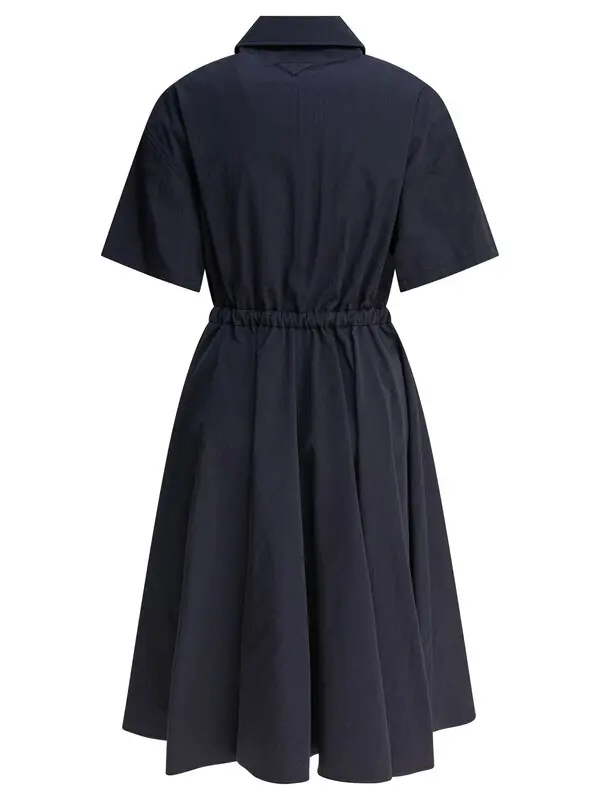 Prada Short-sleeved Technical Pongé Dress - Blue