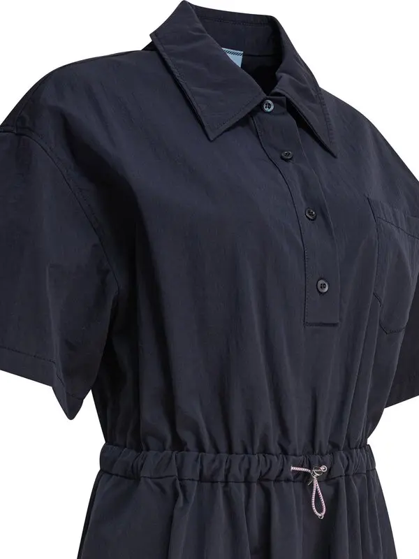 Prada Short-sleeved Technical Pongé Dress - Blue
