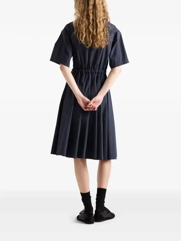 Prada Short-sleeved Technical Pongé Dress - Blue