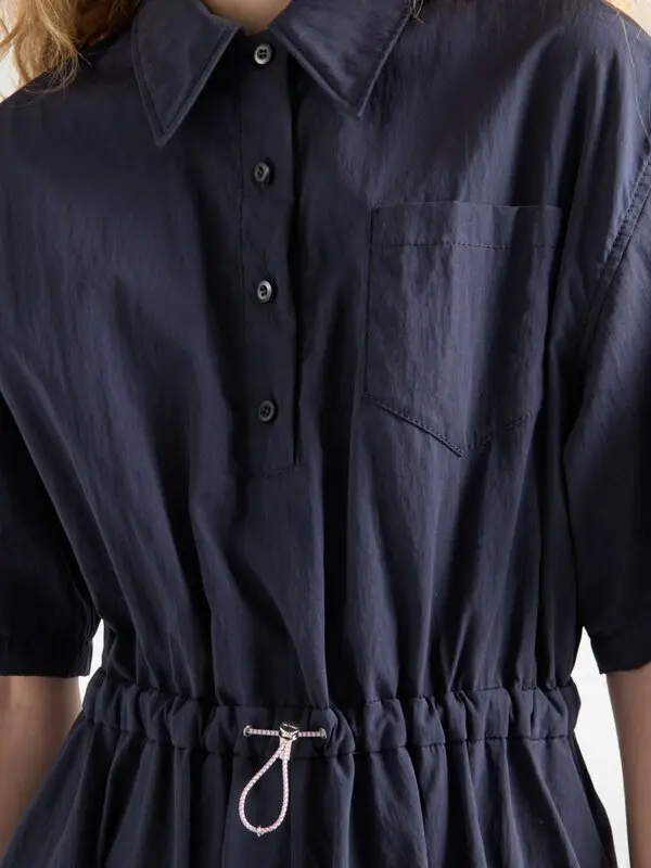 Prada Short-sleeved Technical Pongé Dress - Blue