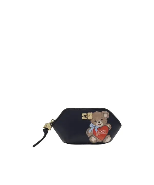 GANNI Bou Bear Printed Coin Purse - Black