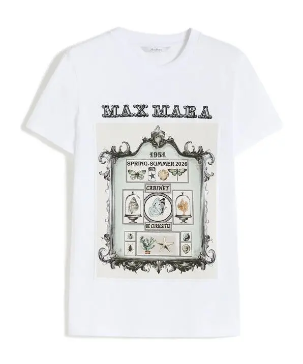 Max Mara Spadino Graphic Printed Jersey T-shirt - White