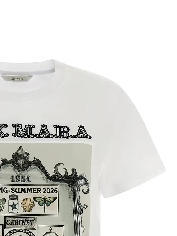 Max Mara Spadino Graphic Printed Jersey T-shirt - White