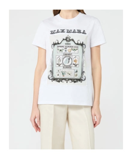 Max Mara Spadino Graphic Printed Jersey T-shirt - White