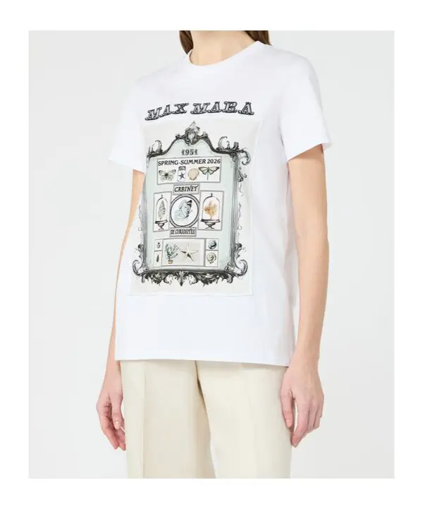 Max Mara Spadino Graphic Printed Jersey T-shirt - White