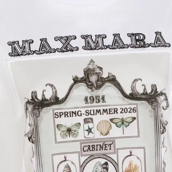 Max Mara Spadino Graphic Printed Jersey T-shirt - White
