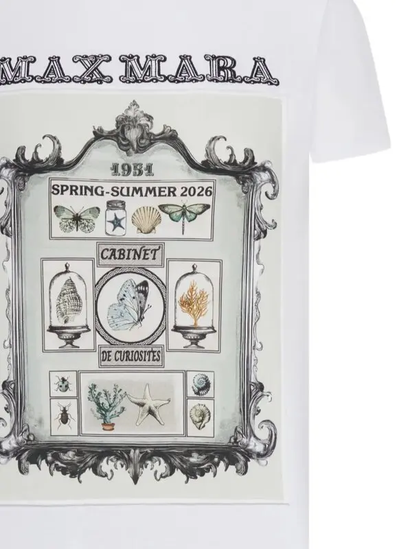 Max Mara Spadino Graphic Printed Jersey T-shirt - White