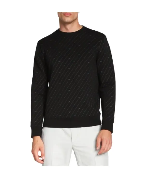 Emporio Armani Round Neck Long Sleeve Sweater - Black