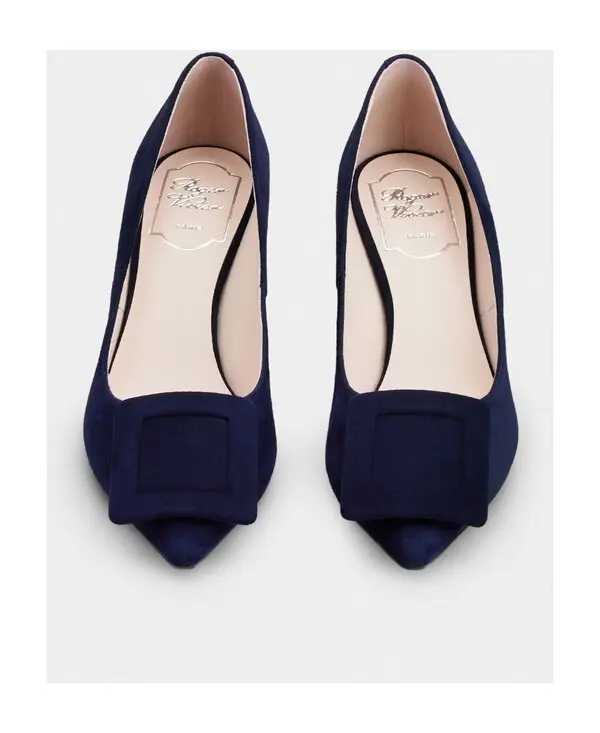 ROGER VIVIER Suede Pumps With Velvet Buckle And Lacquered Heel