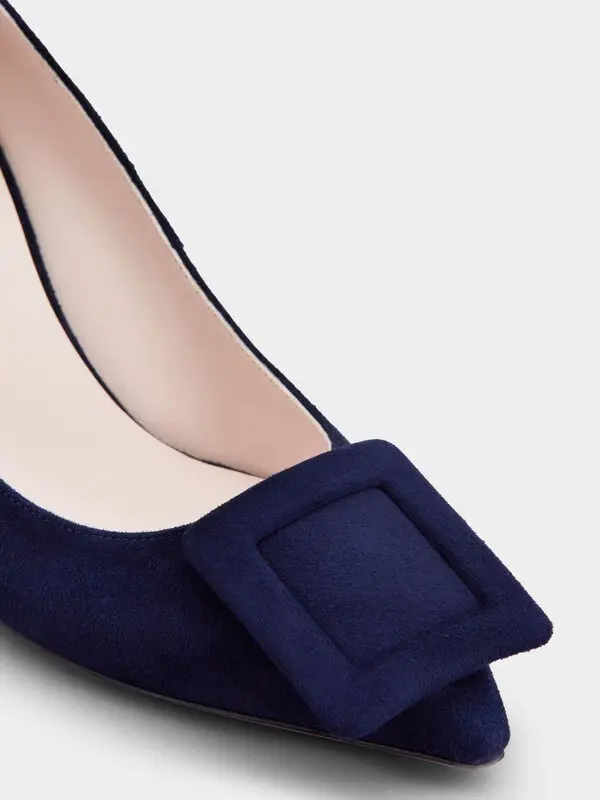 ROGER VIVIER Suede Pumps With Velvet Buckle And Lacquered Heel