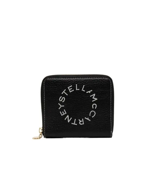 Stella McCartney Logo Detailed Zip-up Card Holder - Black