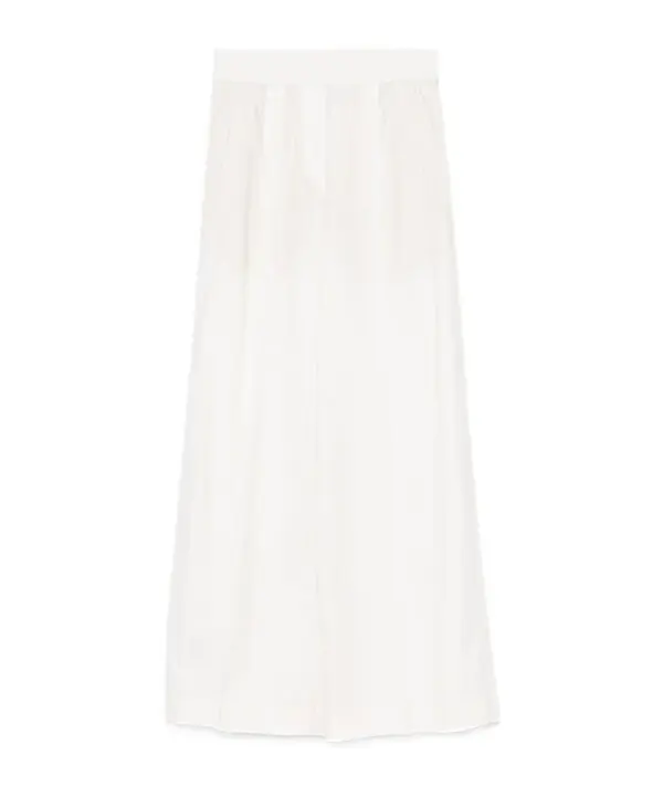 Brunello Cucinelli Straight Wide Leg Trousers With Pleated Details