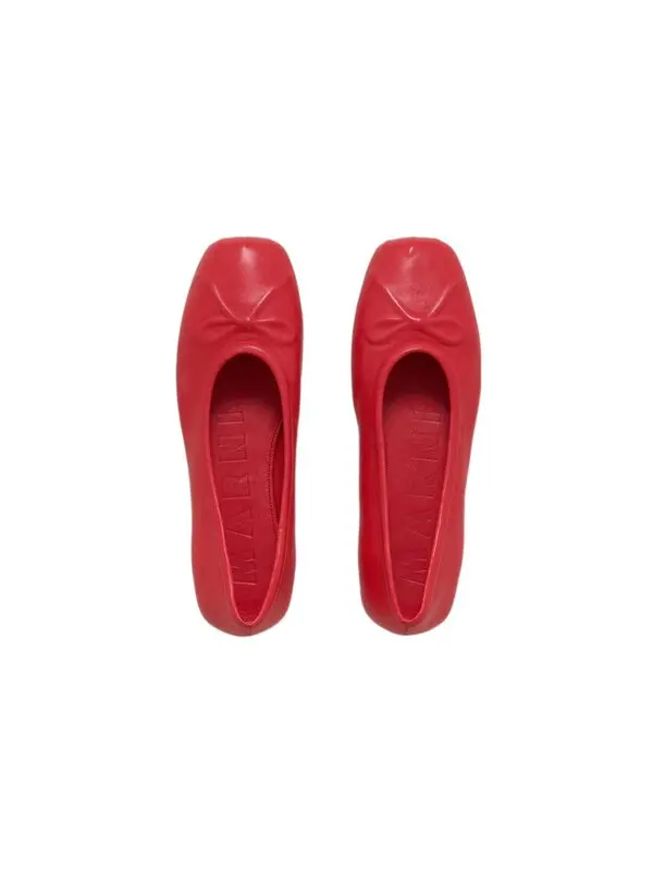 Marni Nappa Leather Bow Ballet Flats - Red