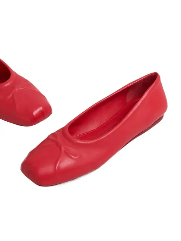Marni Nappa Leather Bow Ballet Flats - Red