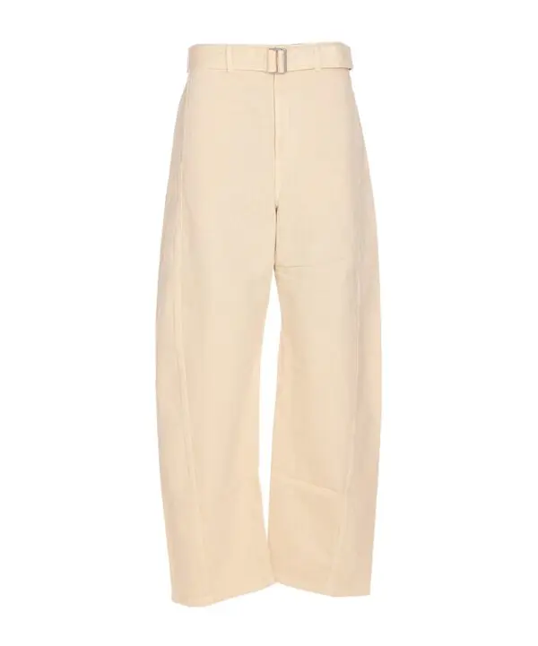 LEMAIRE Belted Straight-leg Trousers - Nude