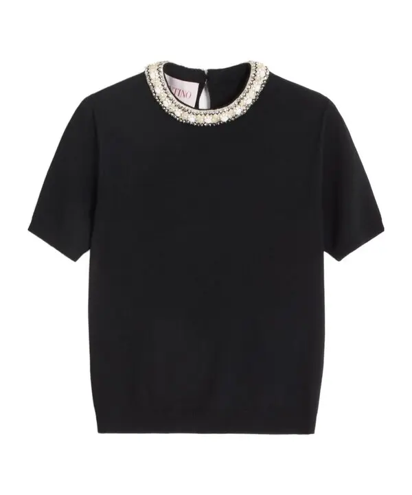 Valentino Garavani Embellished Crewneck Knitted Top