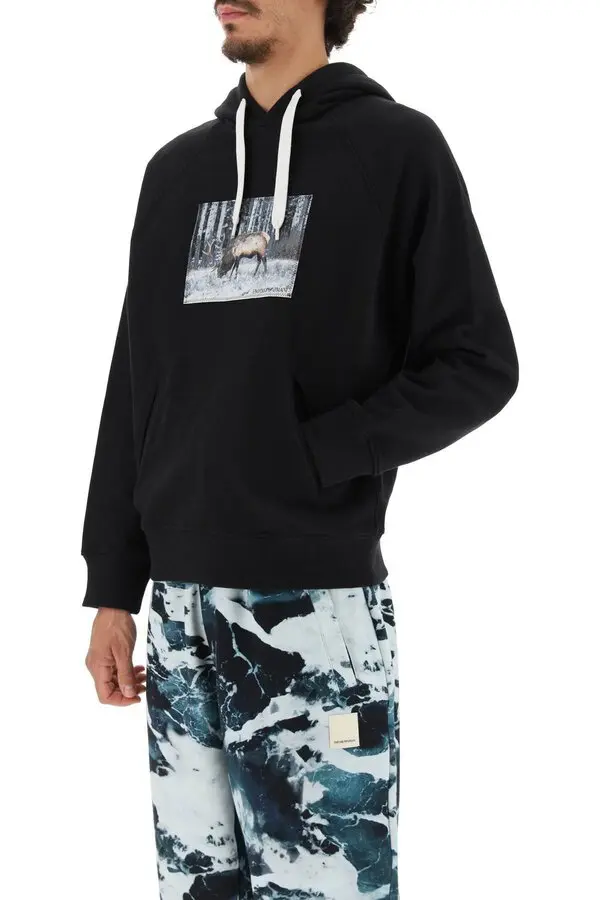 Emporio Armani Cotton Hoodie With Photographic Print