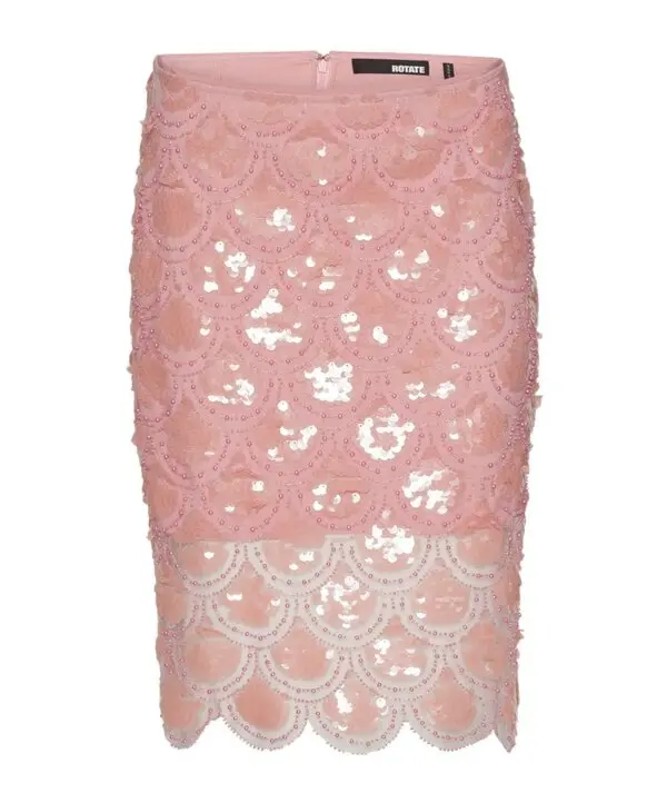 ROTATE BY BIRGER CHRISTENSEN Sequin-embellished Mesh Pencil Skirt - Pink