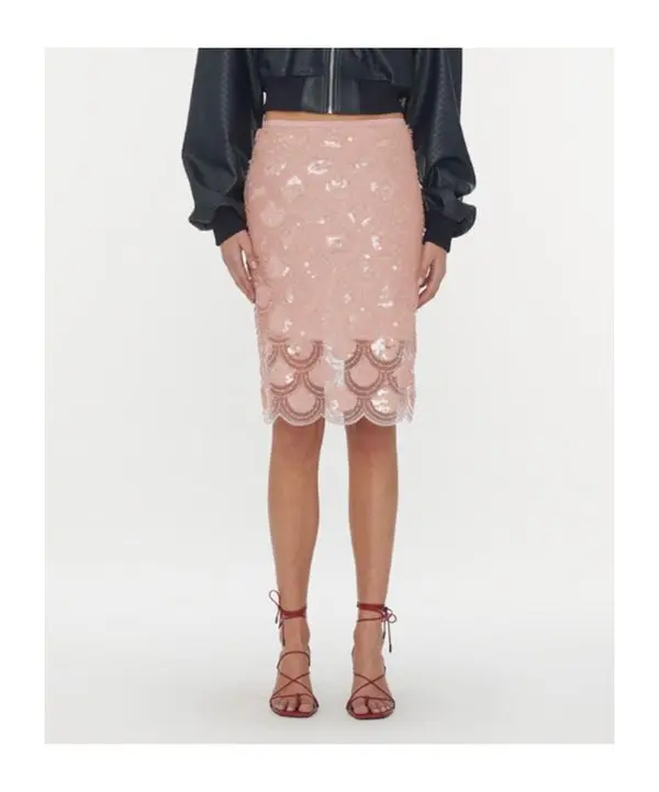 ROTATE BY BIRGER CHRISTENSEN Sequin-embellished Mesh Pencil Skirt