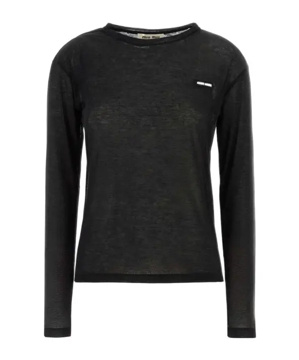 Miu Miu Logo Patch Long-sleeved T-shirt
