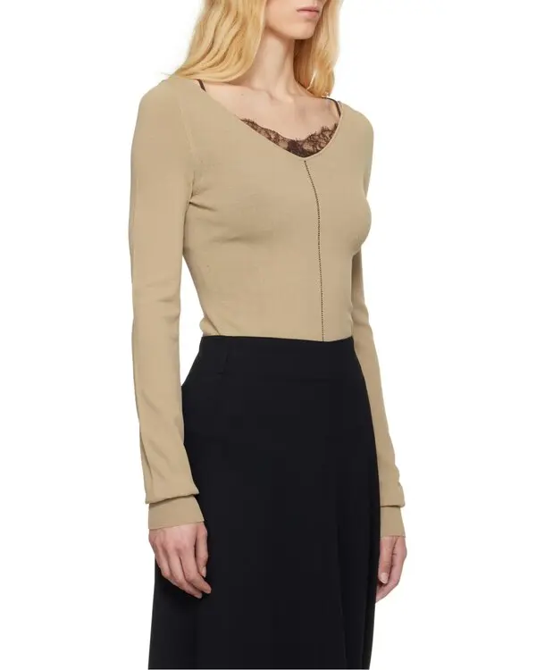 LEMAIRE V-neck Long Sleeve Top