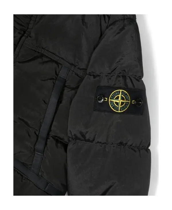 Stone Island Down Jacket Blouson With Logo Patch