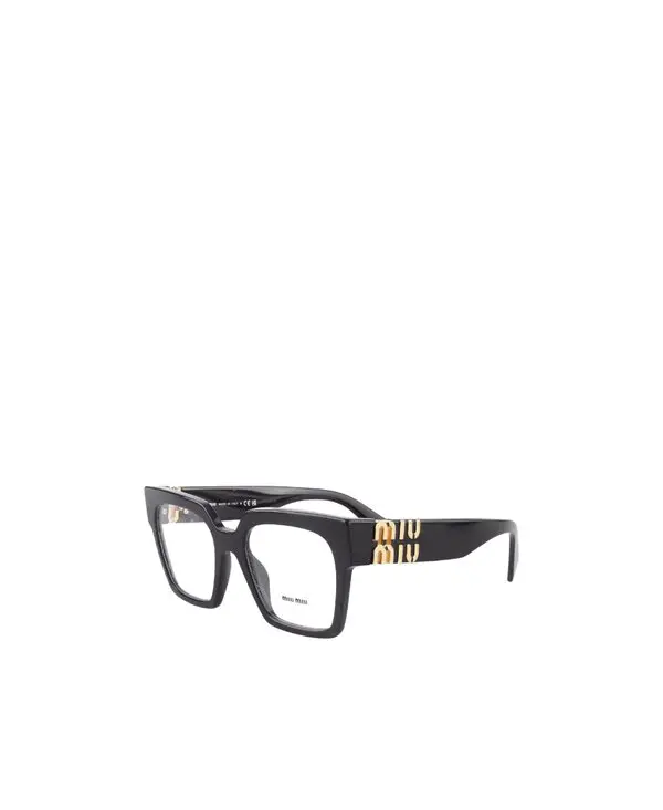 Miu Miu Square Frame Eyeglasses With Logo Detail - Black