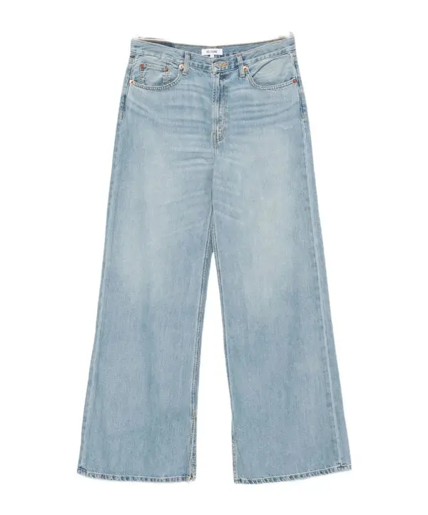 RE/DONE Light Wash Wide Leg Jeans - Blue