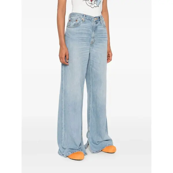 RE/DONE Light Wash Wide Leg Jeans - Blue