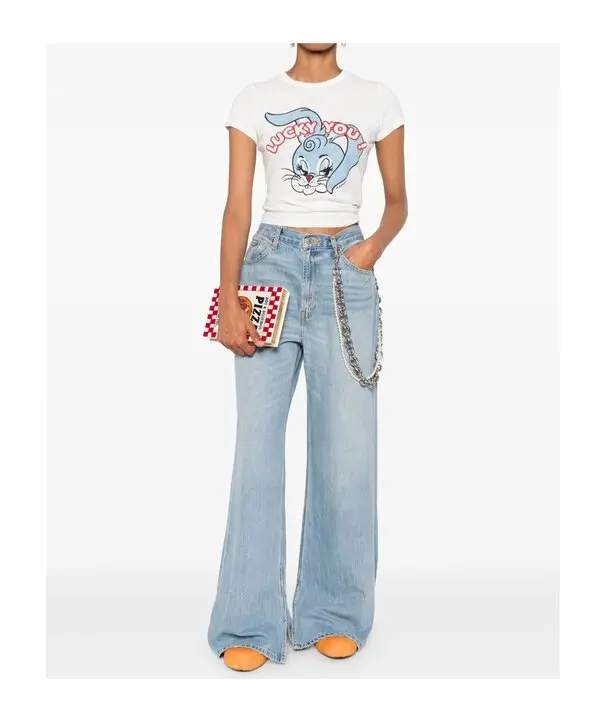 RE/DONE Light Wash Wide Leg Jeans - Blue